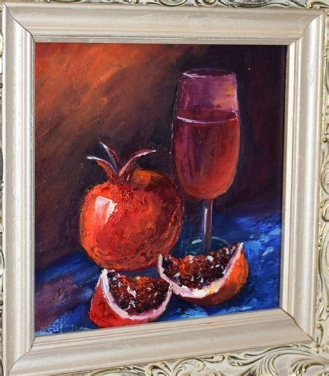 Натюрморт с гранатом оргалит 20х20см — цена 300 грн в каталоге Картины Купить товары для дома