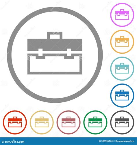 Toolbox Alternate Flat Icons With Outlines Stock Vector Illustration Of Organize Jobsite