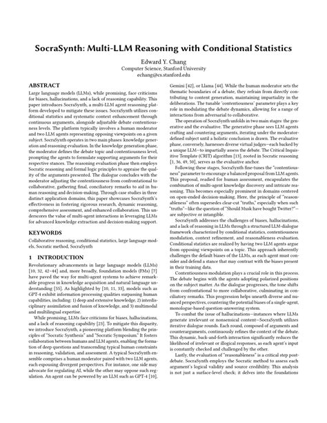 Pdf Socrasynth Multi Llm Reasoning With Conditional Statistics