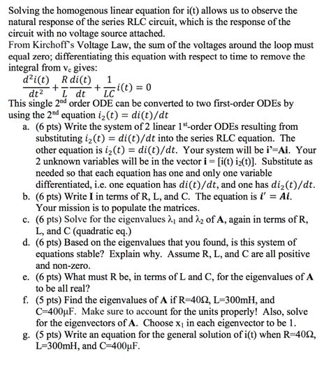 Solved 3 40 Pts Total Eigenvalues Of Systems Of Equations Chegg Com