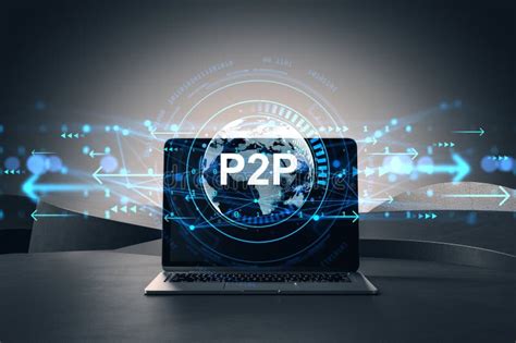 futuristic digital p2p concept with glowing holographic world map