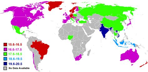 average age of losing virginity by country
