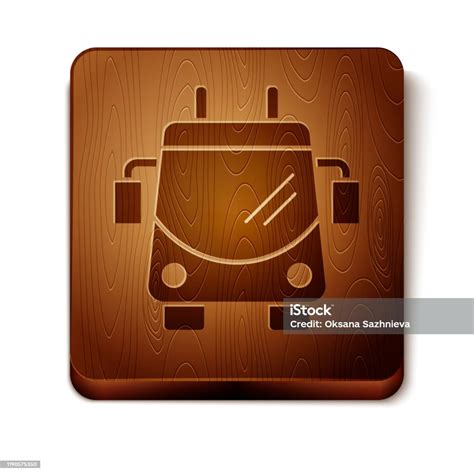 갈색 트롤리버스 아이콘이 흰색 배경에 격리되어 있습니다 대중 교통 기호입니다 나무 사각형 버튼입니다 벡터 일러스트레이션 거리에 대한 스톡 벡터 아트 및 기타 이미지 Istock
