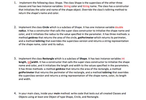 Solved 1 Implement The Following Class Shape The Class