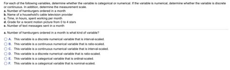solved for each of the following variables determine