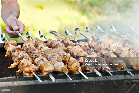 그릴에 고기 조각을 슬라이스 축제에서 바베큐 꼬치에 구운 송아지 고기 치즈 고기에 대한 스톡 사진 및 기타 이미지 고기 구이 굽기 Istock