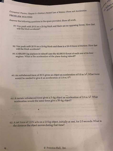 Solved Physics Chapter Newton S Second Law Of Chegg Com