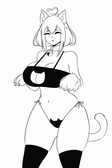 Rule 34 1girls Ahoge Animated Bangs Bell Collar Big Ass Big Breasts