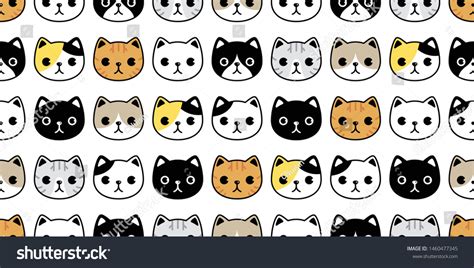 Cat Seamless Pattern Vector Kitten Calico 库存矢量图（免版税）1460477345