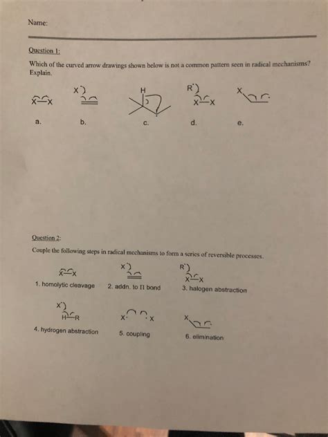 Solved Name Question Which Of The Curved Arrow Drawings Chegg Com