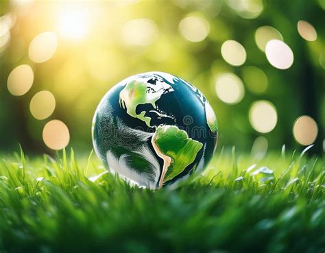 Concept Save The World Save Environment The World Is In The Grass Of The Green Bokeh Background