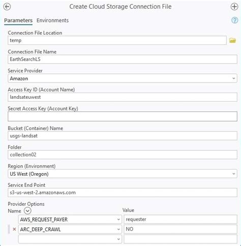 creating arcgis cloud storage acs connection files for stac