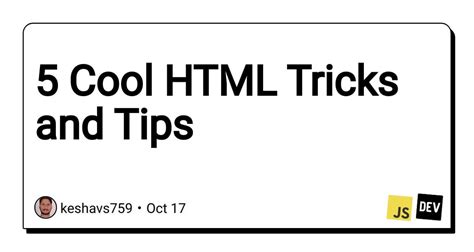5 Cool Html Tricks And Tips Rdevto