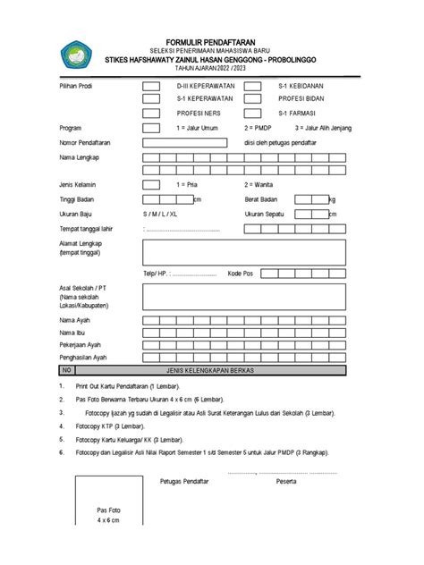 Formulir Pmb Pdf