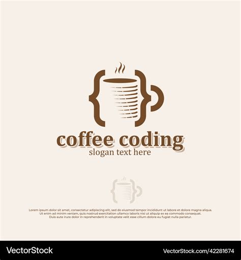 Code Logo Coding Icon With Coffee Cup Coffee Vector Image