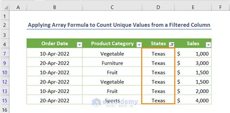 How To Count Unique Values In A Filtered Column In Excel 5 Methods