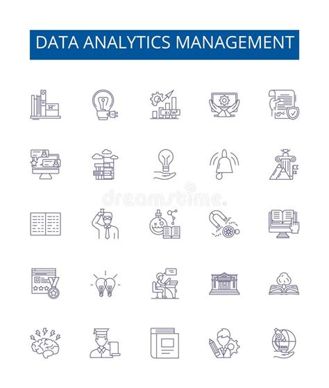 Data Analytics Management Line Icons Signs Set. Design Collection of Data, Analytics, Management ...