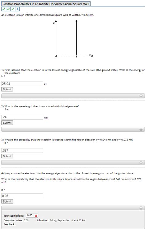 Solved An Electron Is In An Infinite One Dimensional Square