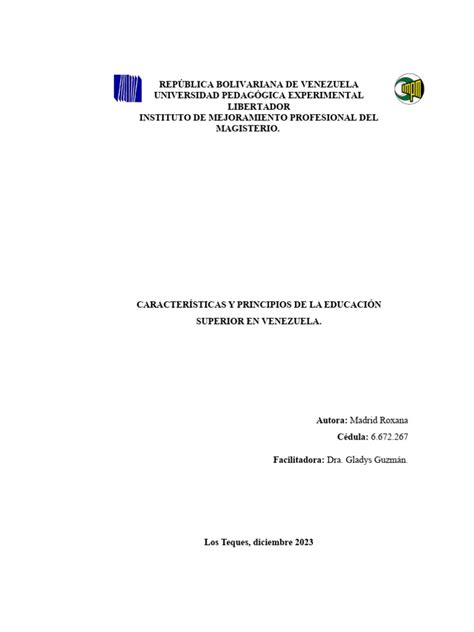 caracterÍsticas y principios de la educaciÓn n° 2 1 pdf