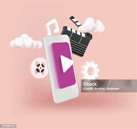 배너 프리젠 테이션 포스터 및 웹 사이트 광고에 대한 온라인 멀티미디어 개념 3차원 형태에 대한 스톡 벡터 아트 및 기타 이미지 3차원 형태 영화 음악 Istock