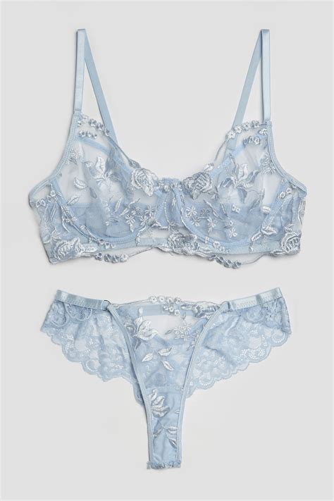 Blue Lace Full Coverage Wired Matching Set Newme