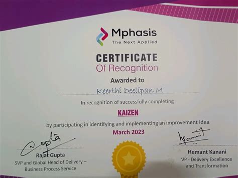 Kaizen Completion Certification Keerthi Deelipan M