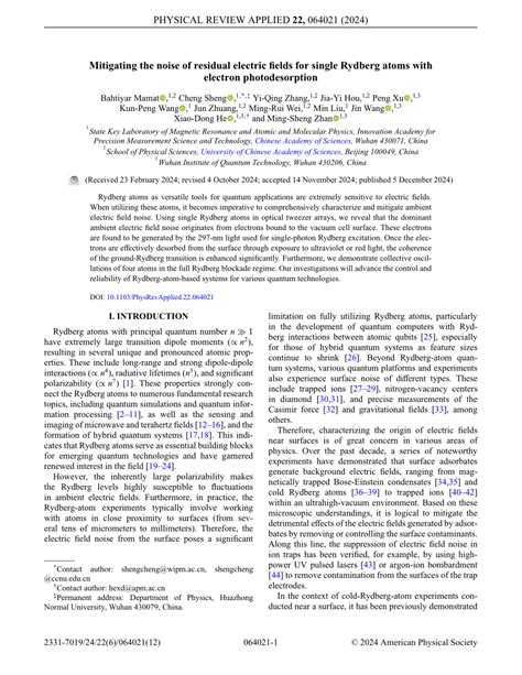 pdf mitigating the noise of residual electric fields for single