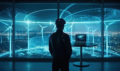 Premium Photo Engineer Using Ai Artificial Intelligence To Inspect Wind Turbine By Examining