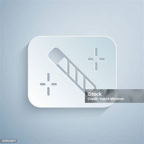 회색 배경에 격리 된 사진 보정 아이콘을 잘라 용지 사진 작가 사진 수정 아이콘 종이 아트 스타일 벡터 3차원 형태에 대한 스톡 벡터 아트 및 기타 이미지 Istock