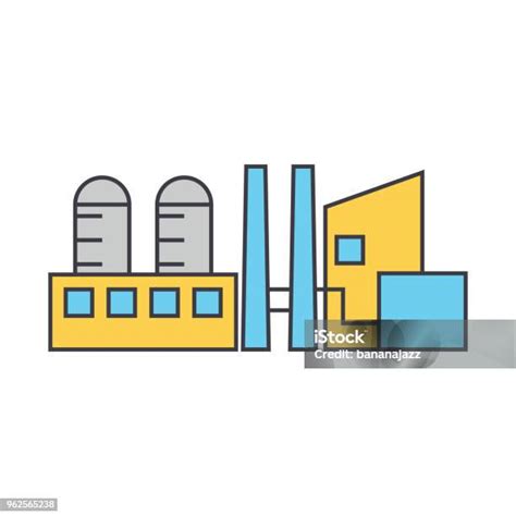 산업 공장 라인 아이콘 개념입니다 산업 플랜트 평면 벡터 기호 상징 그림 0명에 대한 스톡 벡터 아트 및 기타 이미지 0명
