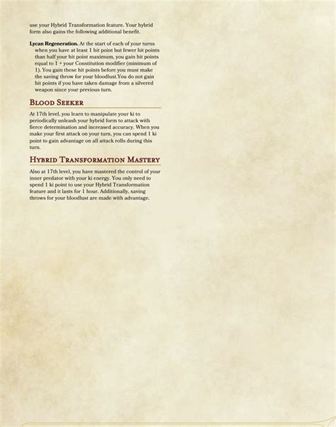 Oc Way Of The Lycan A Monk Subclass Rdnd