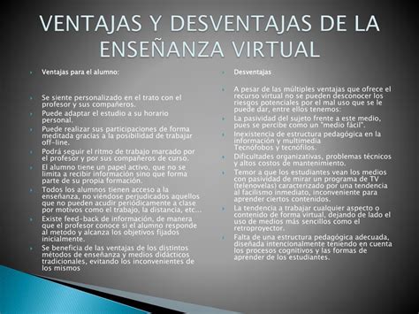 Ppt Ventajas Y Desventajas De La Educacion Virtual Powerpoint