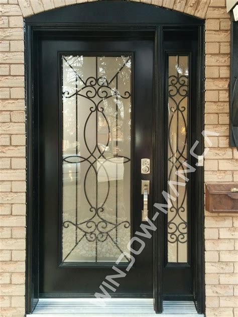 Black Front Door With One Sidelight Full Glass Replacement