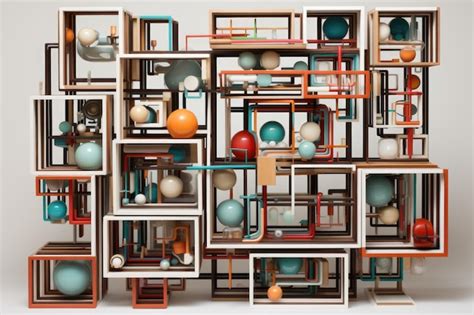 Premium Ai Image 3d Illustration Of Abstract Geometric Composition Made Of Wooden Cubes And