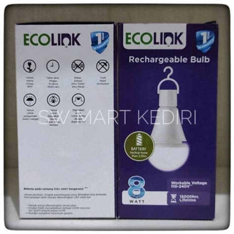 Jual Ecolink Lampu Led Emergency Rechargeable 8w Putih Kota Kediri