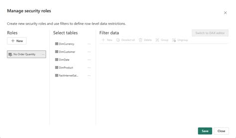 how to set up object level security directly in power bi desktop data