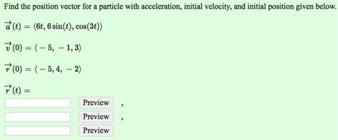 Solved Find The Position Vector For A Particle With