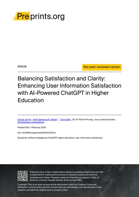 Pdf Balancing Satisfaction And Clarity Enhancing User Information Satisfaction With Ai