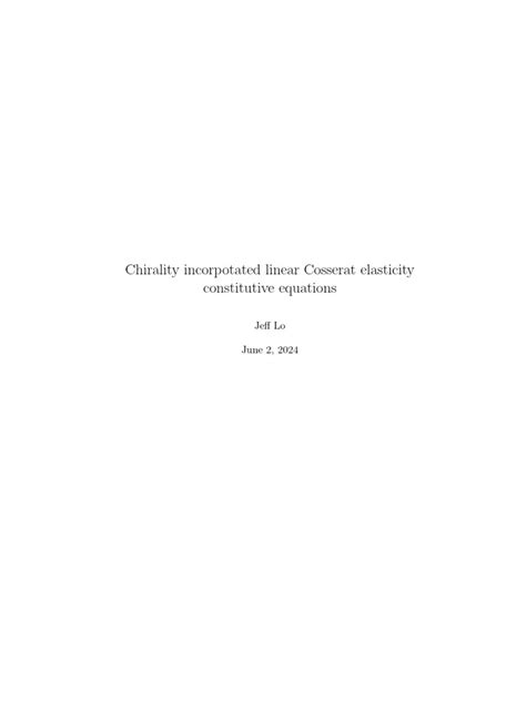Chirality Incorpotated Linear Cosserat Elasticity Constitutive