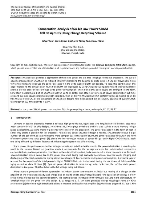 Pdf Comparative Analysis Of 64 Bit Low Power Sram Cell Designs By