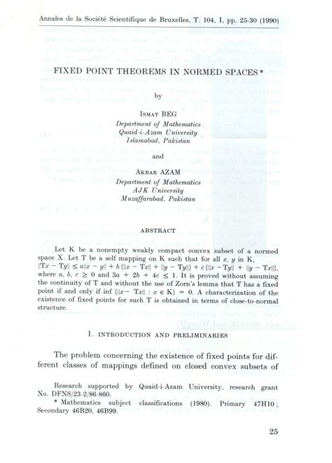 Pdf Fixed Point Theorems In Normed Spaces