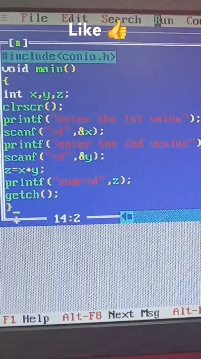 Print Sum Of Two Numbers In C Language🥰💙 Shortsviralshortslike