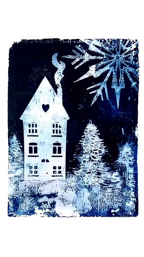 Gelli Arts Gel Printing Plate Print Christmas Card Gelli Printing Art Handcrafted