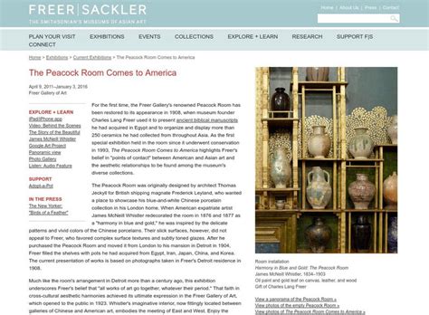 Freer Sackler Galleries The Peacock Room Website For 9th 10th