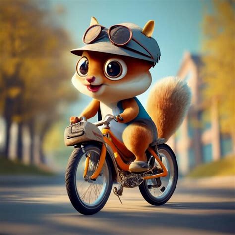 Premium Photo Cute Adorable Squirrel On Scooter As Food Delivery Worker