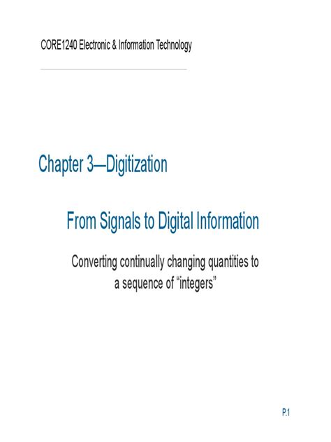 Chapter 3 Digitization From Signals To Digital Information Pdf Sampling Signal Processing