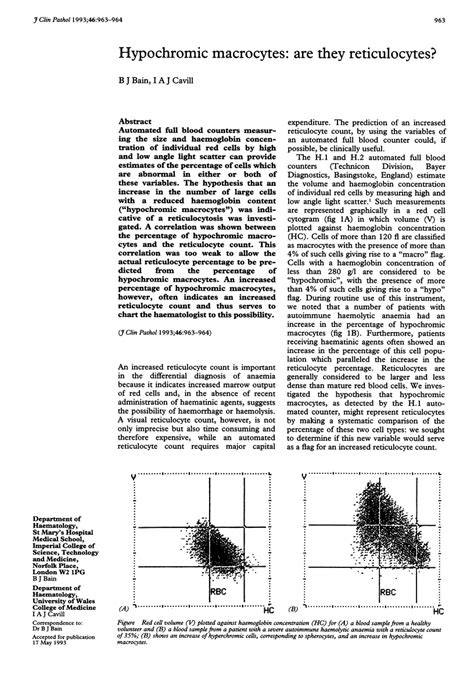 Hypochromic Macrocytes Are They Reticulocytes Pmc