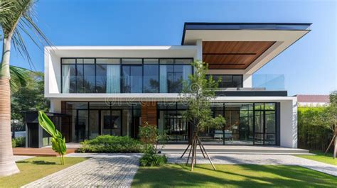 Modern Luxury Minimalist Cubic House Villa With Glass Walls And