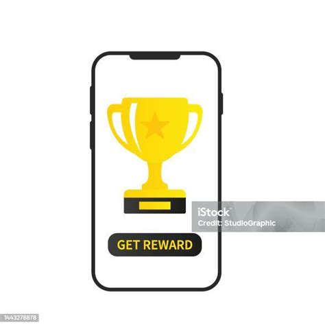 상 승리 비즈니스 전략을 얻을 수있는 버튼이있는 전화로 골든 컵 벡터 그림 0명에 대한 스톡 벡터 아트 및 기타 이미지 0명 1위 Championship Istock