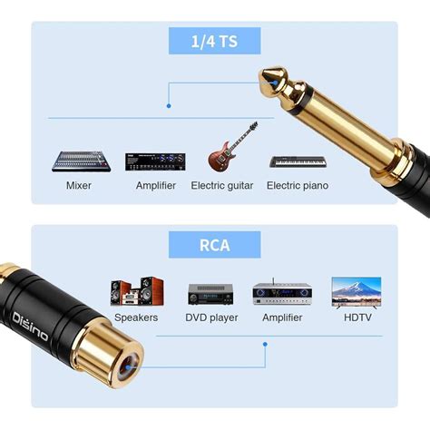 Great Choice Products Rca To 1 4 Adapter New Upgrade Quarter Inch Male Jack To Rca Female Pure